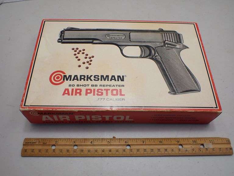 Vintage Marksman 20 Shot BB Repeater Air Gun Pistol w/ Box 1020 4.5mm ...