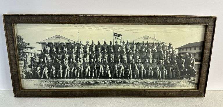 1944 WWII Fort Riley Kansas Soldier 17.25" Photo - Auction Ohio