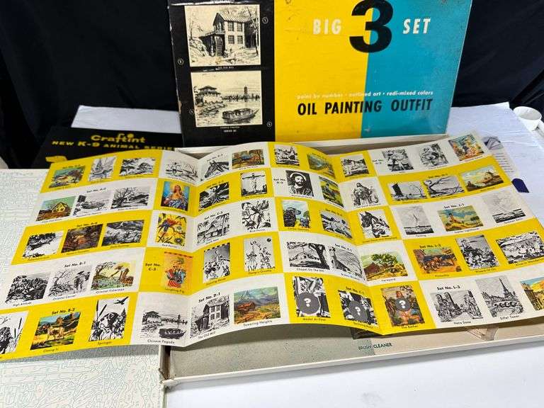 Mid Century Craftint 3 Set Oil Paint By Numbers Painting Kit - Auction Ohio