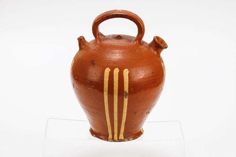 Antique Redware Ovoid Double Spout Jug - Auction Ohio