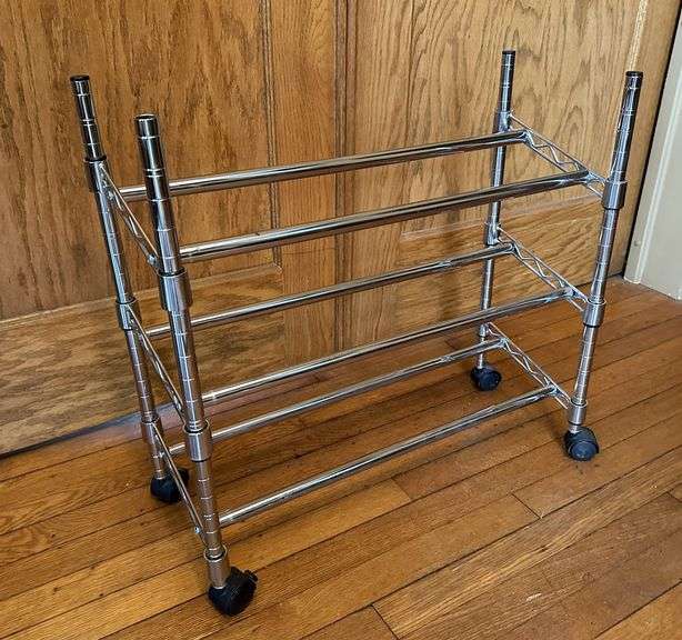 Chrome Metal Closet Double Bar Shoe Rack - Auction Ohio