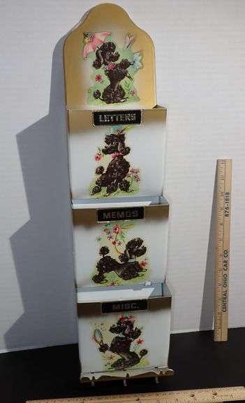 Vintage 1950’s Gold & White Metal 3-slot Mail Organizer w/ key hooks ...