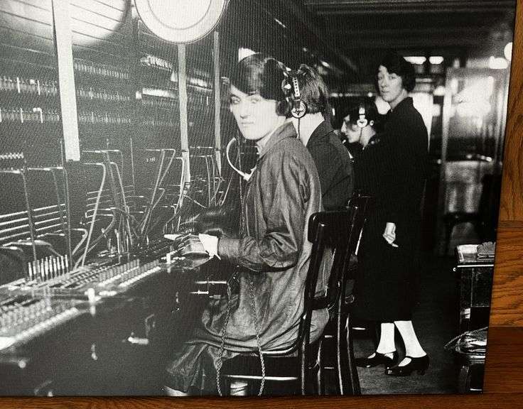 Antique Telephone Operator Real Photo Large Stretched Canvas Print Wall ...