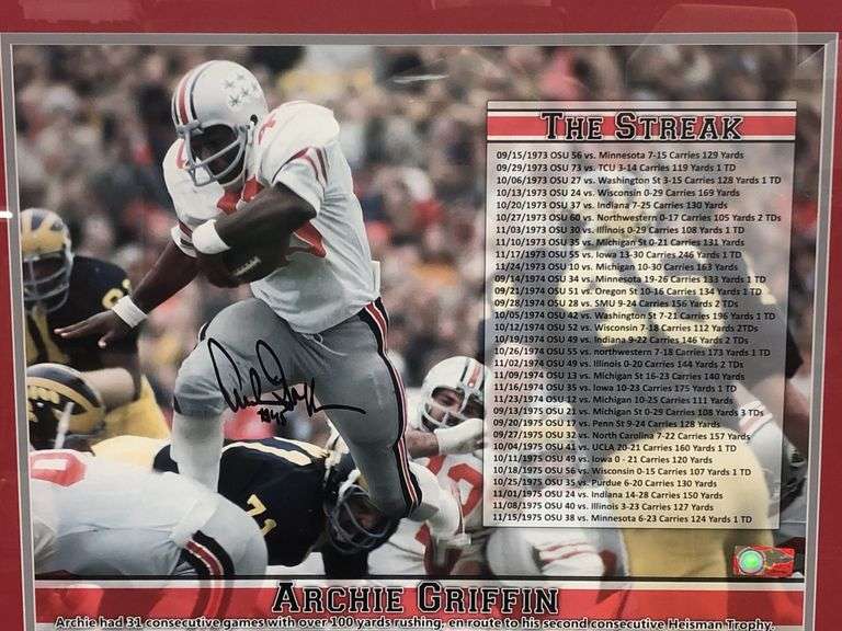 Framed Autograph Archie Griffin - Auction Ohio