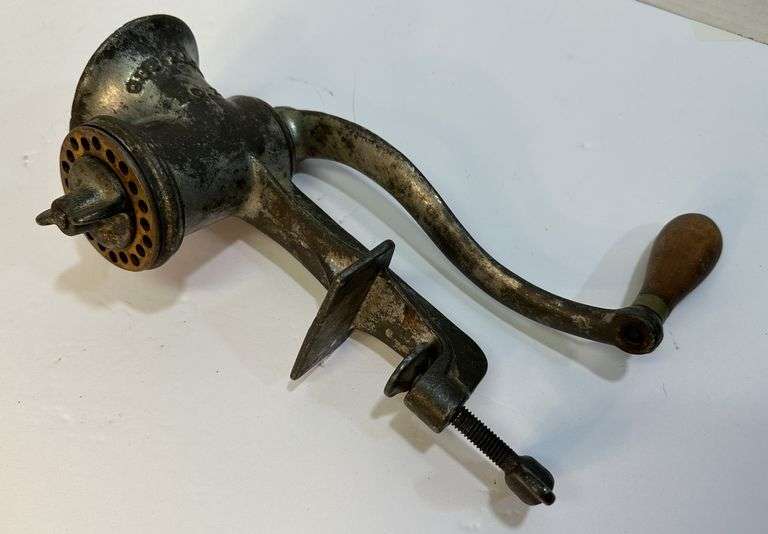 Antique Heavy Wood Handle Cut Easy No. 2 Food Meat Grinder Chopper ...