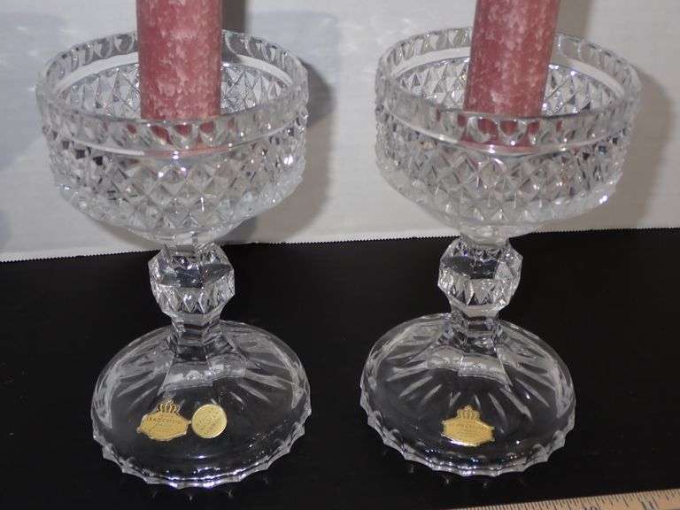 Set of West German Hand Cut Crystal Candlesticks - Auction Ohio
