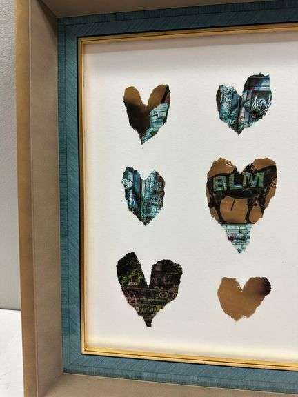 "BLM" Signed Paper Collage of Hearts - Auction Ohio