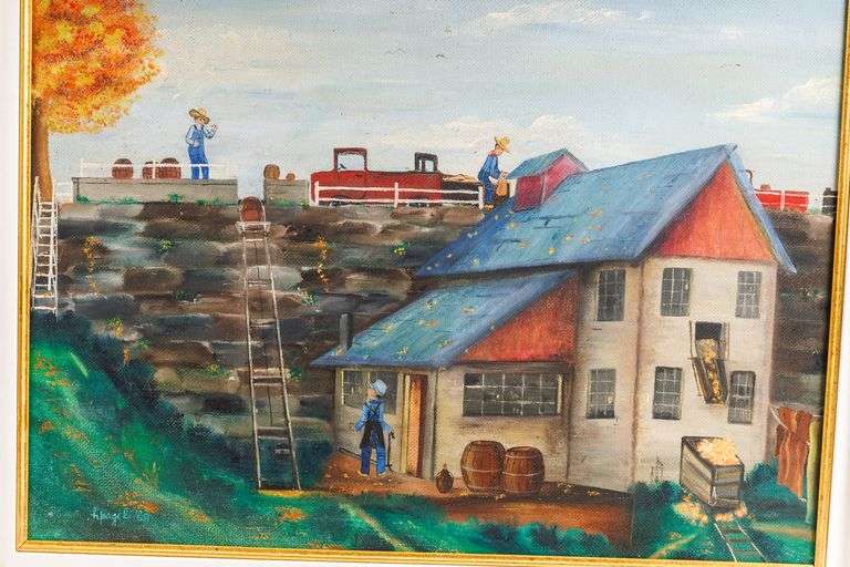 Vintage Original Painting- Mill Scene- 1968 - Auction Ohio