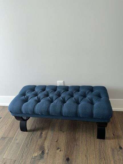 Velvet like contemporary navy bench - Auction Ohio