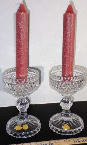 Set of West German Hand Cut Crystal Candlesticks - Auction Ohio