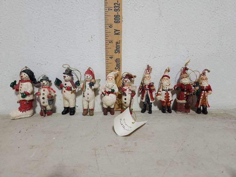 New In Box Paul Gordon ESC 10 Pc Santa & Snowman Ornaments - Auction Ohio