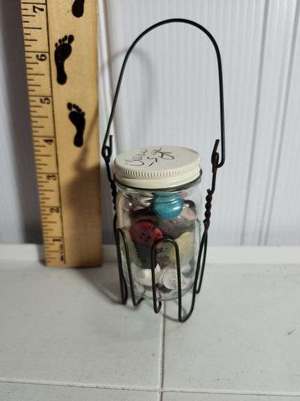 Vintage Small Jar Stand, Glass Jar & Buttons - Auction Ohio