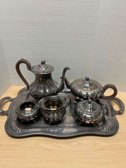 Community Plate Old English Melon Style Silver-Plated Tea Set with Tray ...