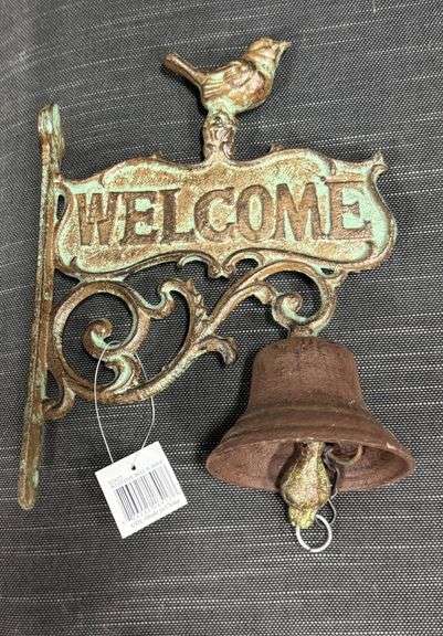 NEW Decorative Cast Iron Welcome Sign with Bell and Bird Design ...