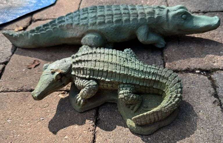 Decorative Alligator & Grasshopper Concrete Statues - Auction Ohio