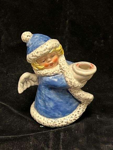 Goebel W Germany Porcelain Angel Figurine With Blue Coat, Signed, 1985 ...