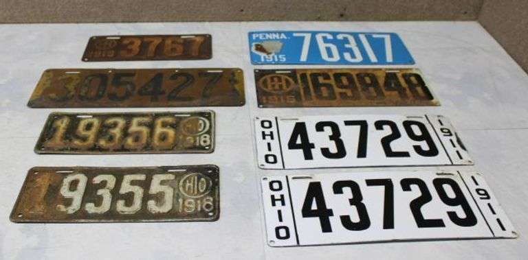 8 Vintage License Plates Including Ohio, Pennsylvania, and Others ...