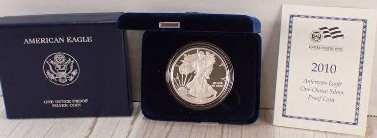 2010-W American Eagle 1 oz Silver Mirror Like Proof Coin With OGP & COA ...