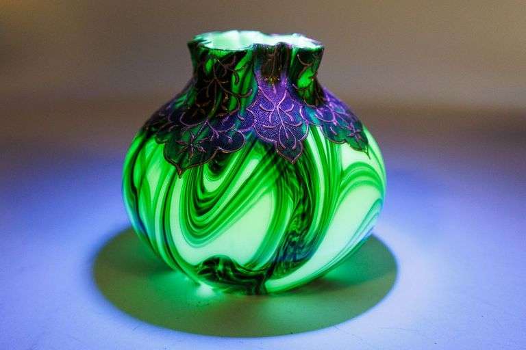 Antique Loetz Glass Carneol Marmoriertes Enameled Decorated Vase- Glows ...