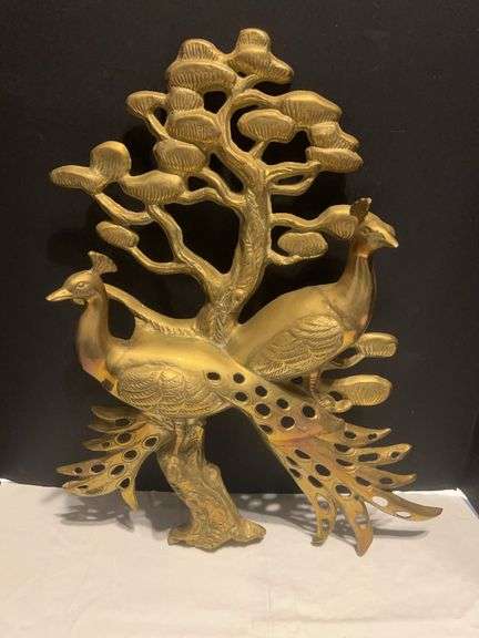 Brass Double Peacock Wall Art - Auction Ohio