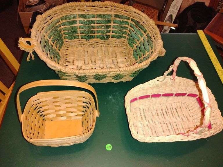 Royce Craft basket with 2 additional handwoven baskets - Auction Ohio