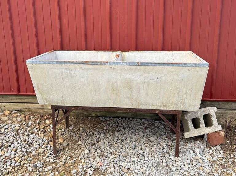 Galvanized Double Basin Trough on Stand - Auction Ohio