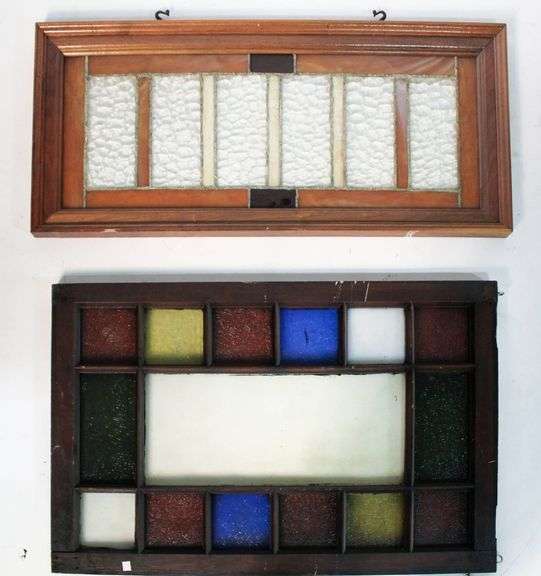 HANGING STAINED GLASS PANELS WITH WOOD FRAMES. - Auction Ohio