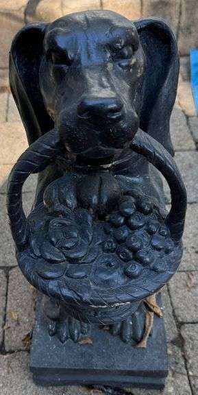 Light Resin Dog Holding Basket Statue - Auction Ohio