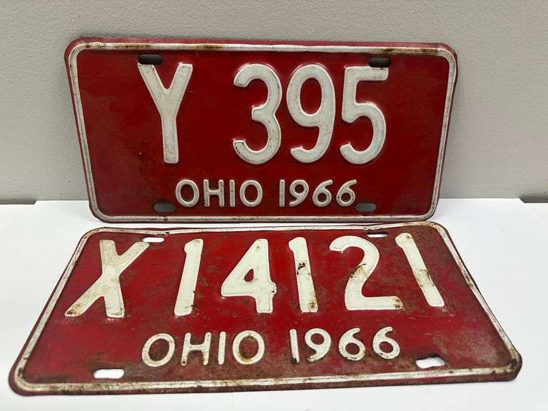 Two 1966 Ohio License Plates - Auction Ohio