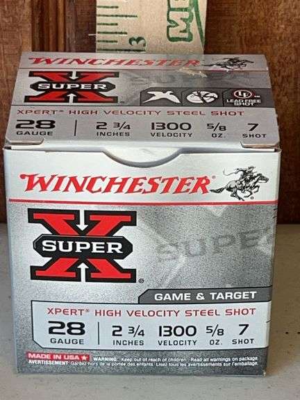 28G. 2.75" Winchester Super X Xpert High Velocity Steel Shot 1300V. 5/8 oz 7 Shot 25 Shotgun ...