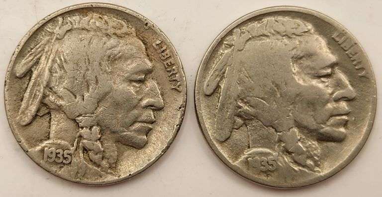 1935 Buffalo Nickels (2) with Indian Head and Bison Design - Auction Ohio
