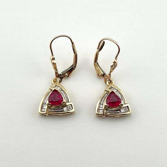 10K Gold - Ruby & Diamond Earrings - Auction Ohio