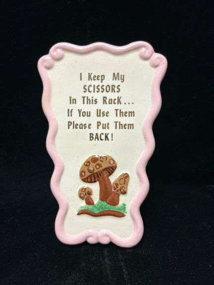 Decorative Ceramic Scissor Holder with Mushroom Motif and ‘Ruby’ Mark ...