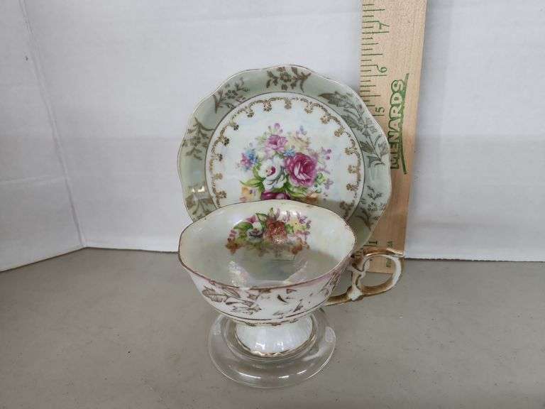 Tea Cup Saucer & Holder, Cup Has A Chip - Auction Ohio