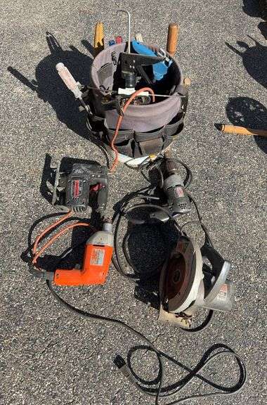 Tool Bucket Plus Circular Saw, Two Drills, One Jigsaw - Auction Ohio