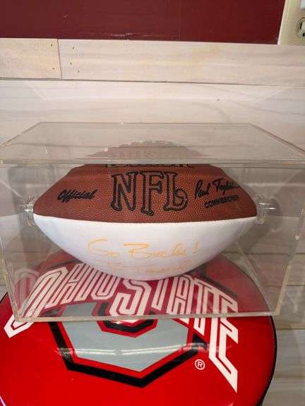 Signed NFL Football in Display Case Jim Tressel - Auction Ohio
