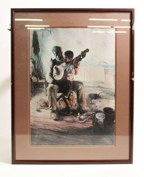 FRAMED PRINT OF THE BANJO LESSON BY HENRY OSSAWA TANNER. - Auction Ohio