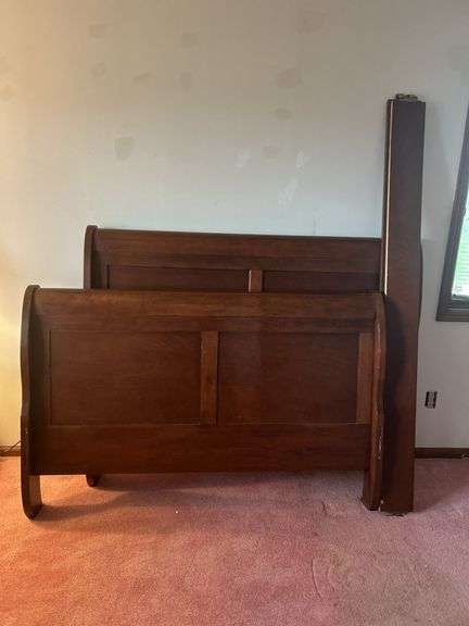 Wooden Sleigh-Style Bed Frame with Dimensions 50 x 64 x 92 Inches ...