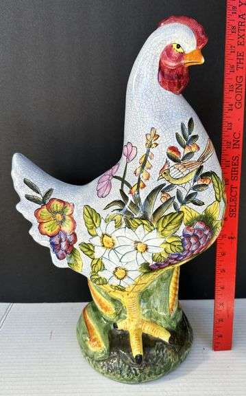 Large 19" Italian Style Ceramic Hen Chicken Figurine - Auction Ohio