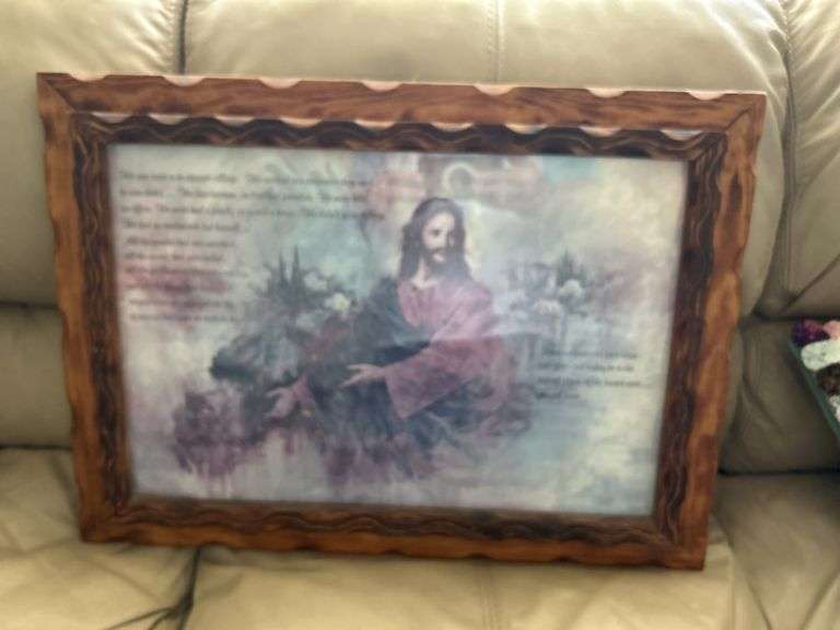 Framed Inspirational Print of Jesus Christ With Calligraphic Text ...
