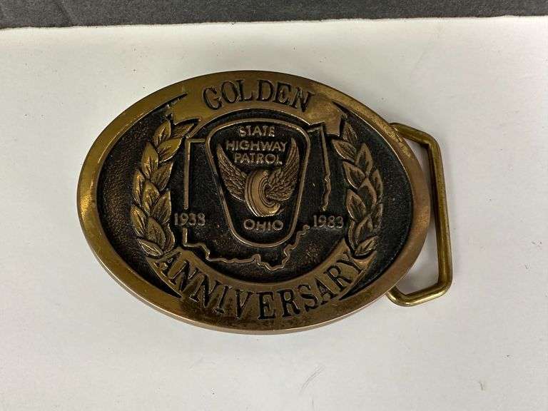 Solid Brass Ohio State Trooper Belt Buckle USA Made - Auction Ohio