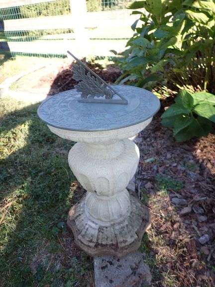 Concrete Base Brass Sundial with Decorative Pedestal - Auction Ohio