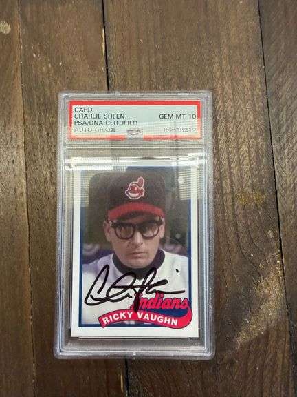 Charlie Sheen “Ricky Vaughn” Signed Trading Card - Auction Ohio
