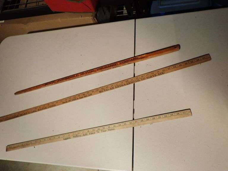 Three Advertising Yardsticks with Promotional Markings - Auction Ohio