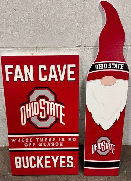 NEW Ohio State Buckeyes Fan Cave Sign and Gnome Decoration by P. Graham ...