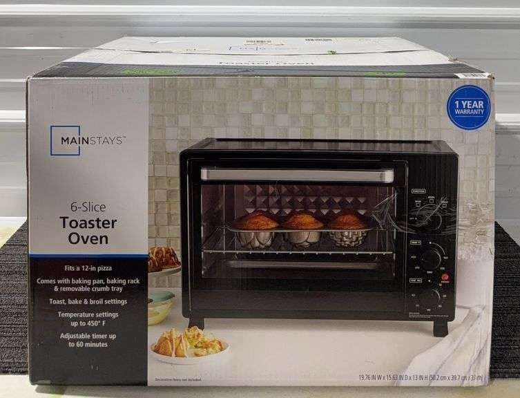 Mainstays XL Toaster Oven, 34QT, 6-Slice Family Size, Black - Auction Ohio