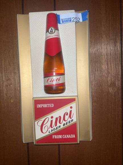 Cinci Lager Beer Sign with Motorcycle Wall Decor - Auction Ohio