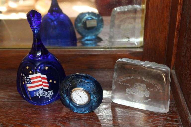 Fenton Glass Bell, Clock & Plaque - Auction Ohio