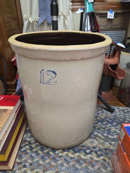Antique 12 gallon stoneware, crock. - Auction Ohio