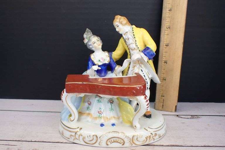 Occupied Japan Porcelain Victorian Couple at Piano - Auction Ohio